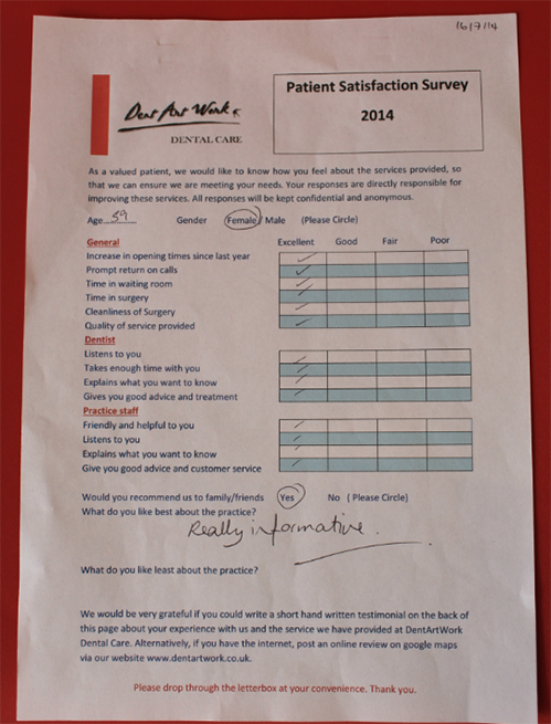 Patient Satisfaction Survey - Dentist Fairford